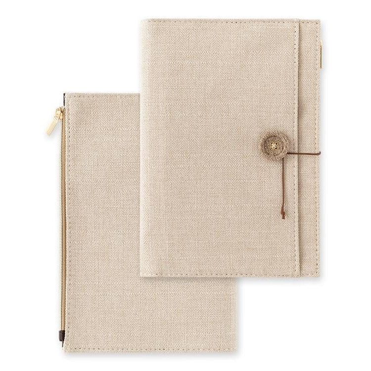 Midori Yuru Log B6 Beige Textile Cover | Paper Kooka