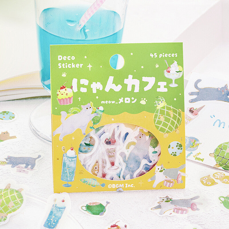 BGM Melon Kitten Cafe Flake Stickers | Paper Kooka