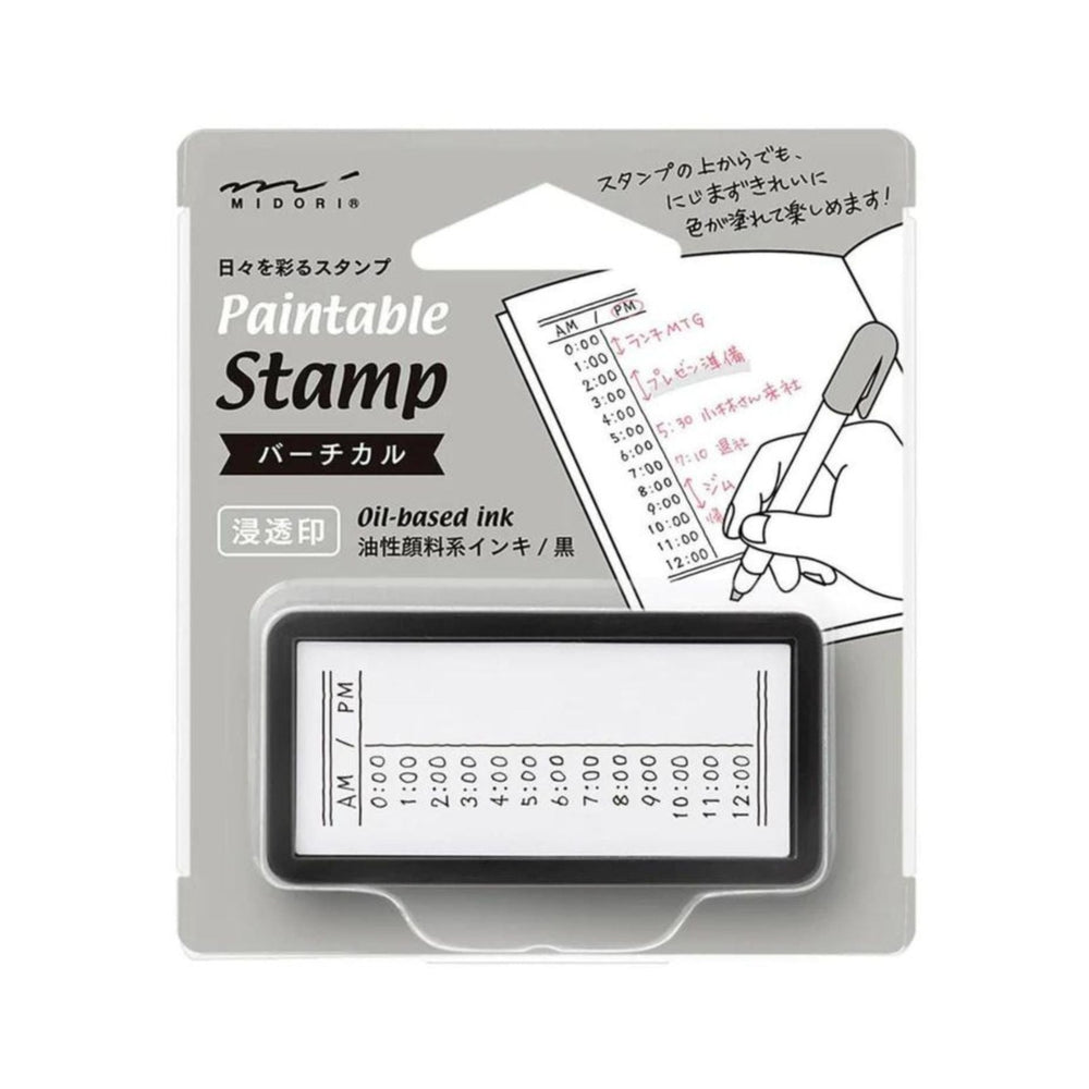 Midori Self-inking Half-Stamp - Vertical Time List | Paper Kooka