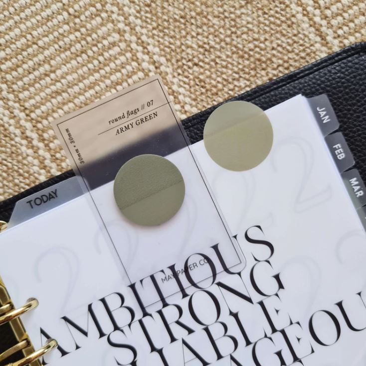 Transparent Sticky Notes & Page Flags - Army Green | Paper Kooka