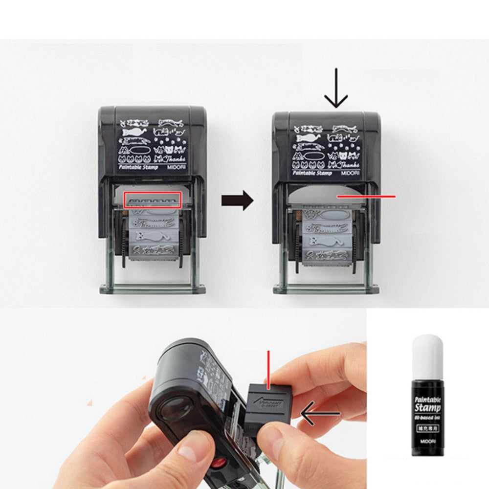 Midori Journaling Rotating Stamp - Cat | Paper Kooka